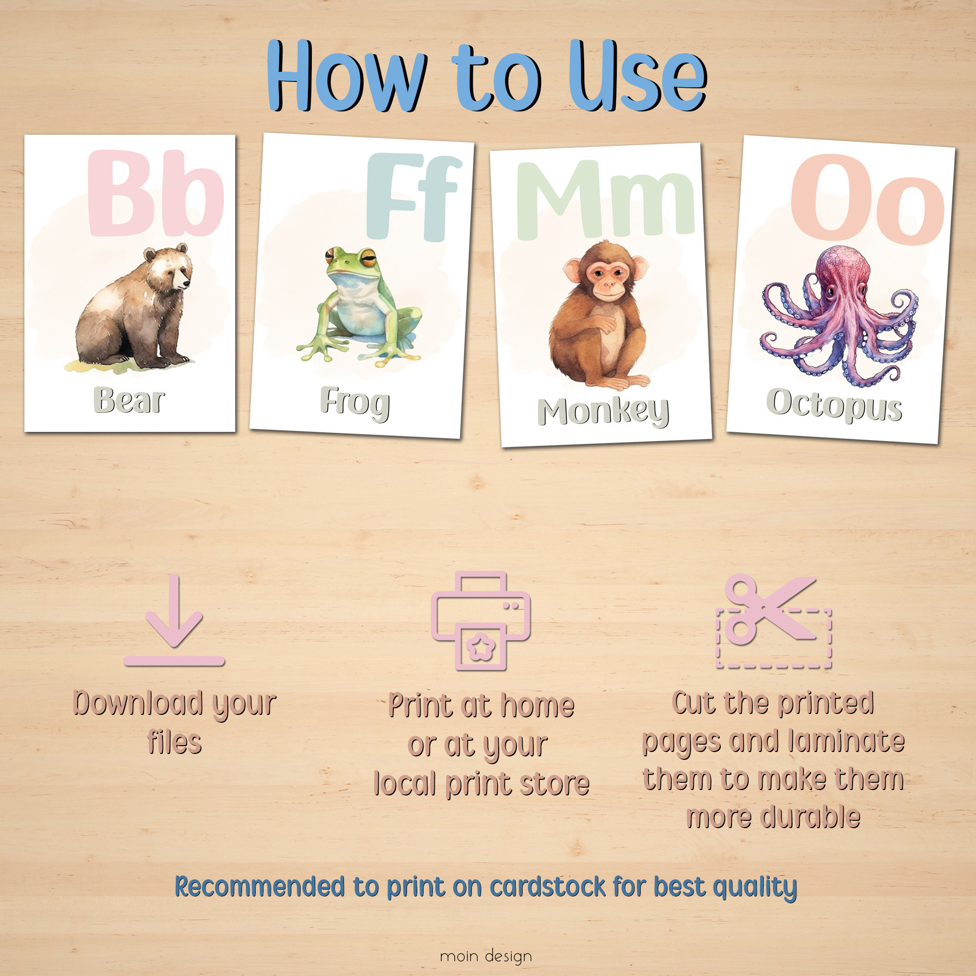 Animal Alphabet Flash Cards, Preschool Activity, Printable Montessori ...