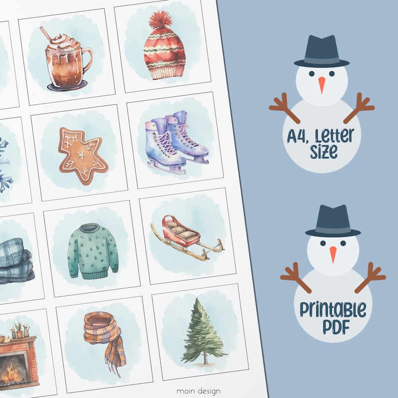 Printable Winter Memory Game, Kids Activity, Matching Games for ...