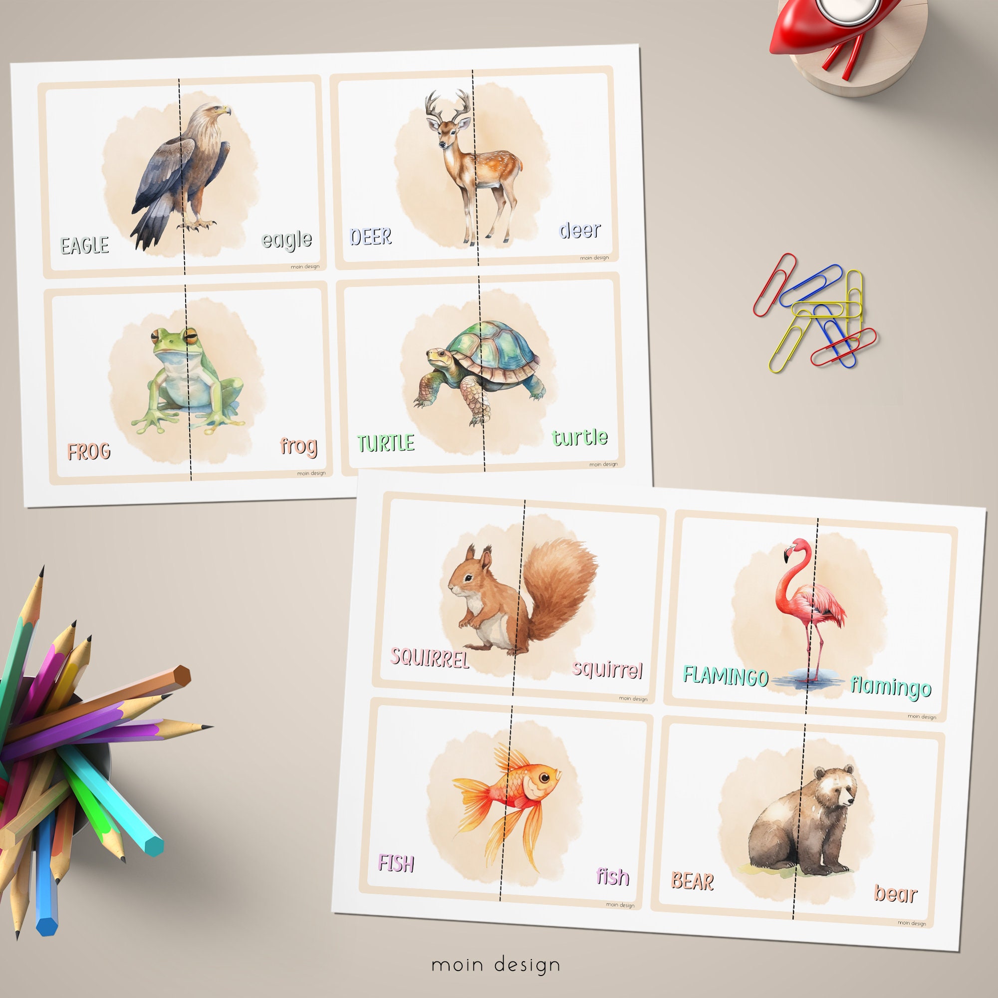 Animals Matching Game for Toddlers, Puzzle for Kids, Toddler Activity ...