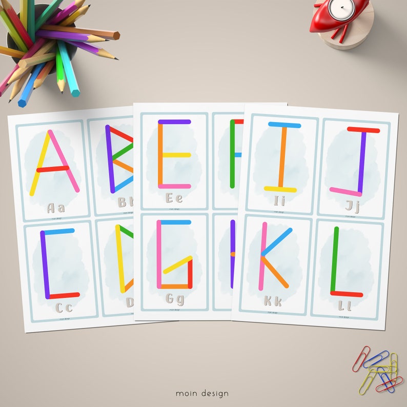 Alphabet & Numbers Popsicle Sticks Activity, Craft Sticks, Montessori ...
