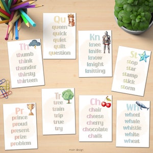 Consonant Digraph Flash Cards, Phonics Chart, Phonetic Learning ...