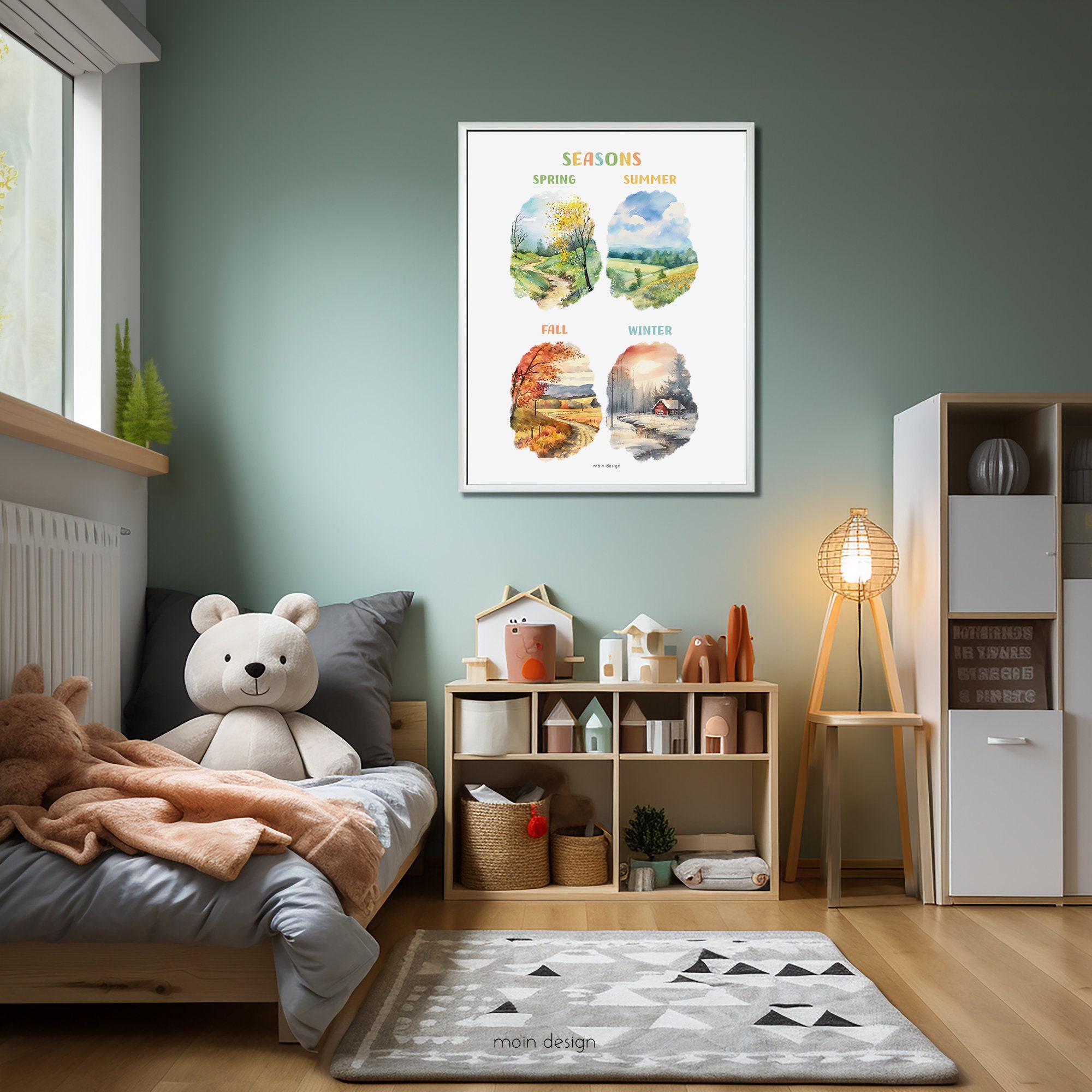 Seasons Poster, Watercolor Classroom Decor, Montessori Learning ...