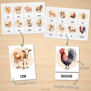 Farm Animals Flash Cards, Preschool Activity, Printable Montessori ...