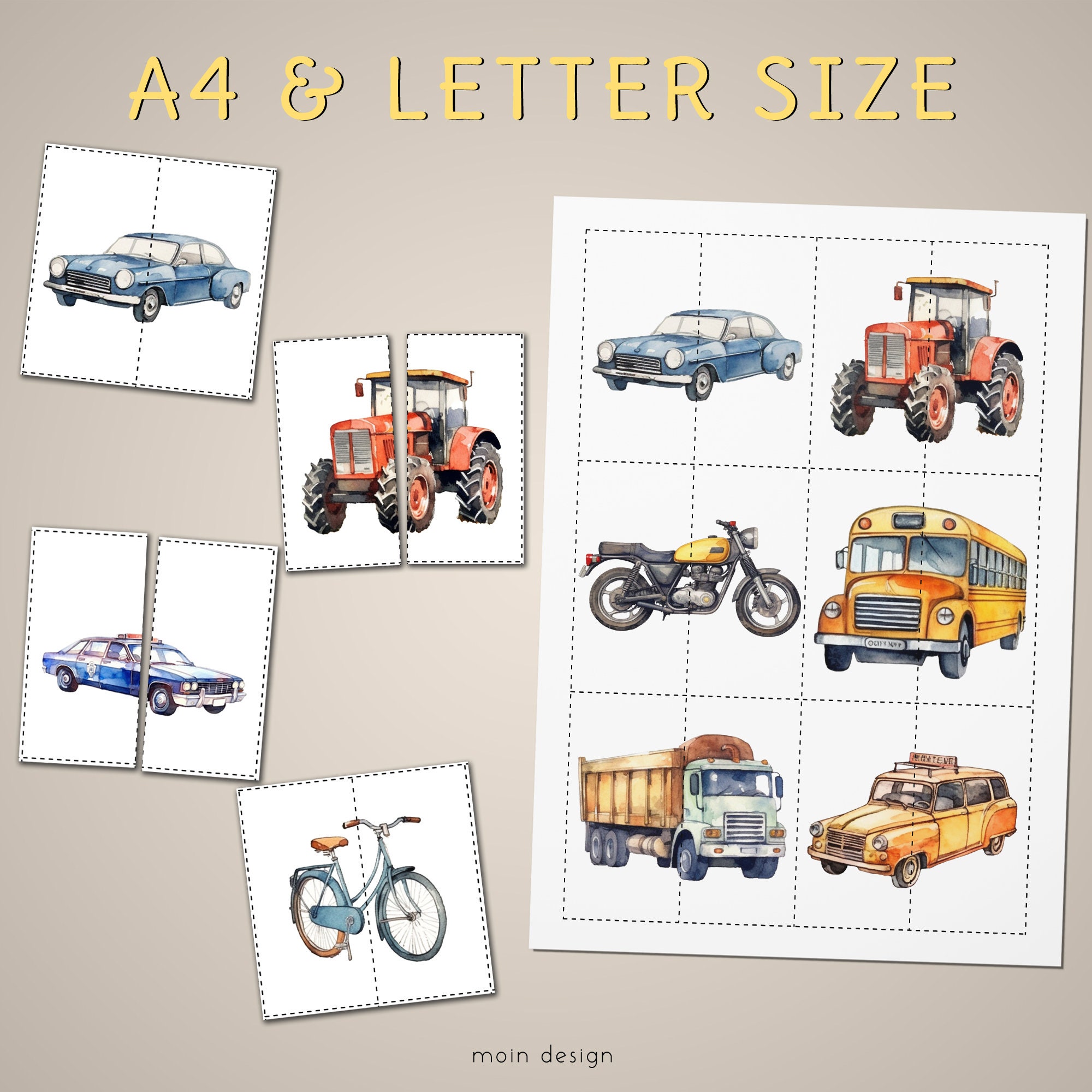 Vehicles Matching Game for Toddler, Puzzle for Kids, Toddler Activity ...