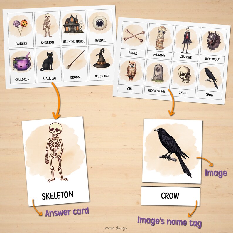 Halloween Flash Cards, Preschool Activity, Printable Montessori Cards ...