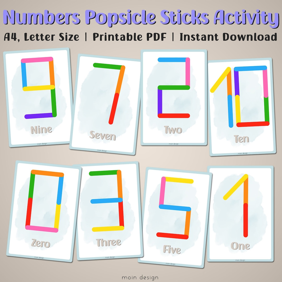 Numbers Popsicle Sticks Activity, Craft Sticks Activity, Montessori ...