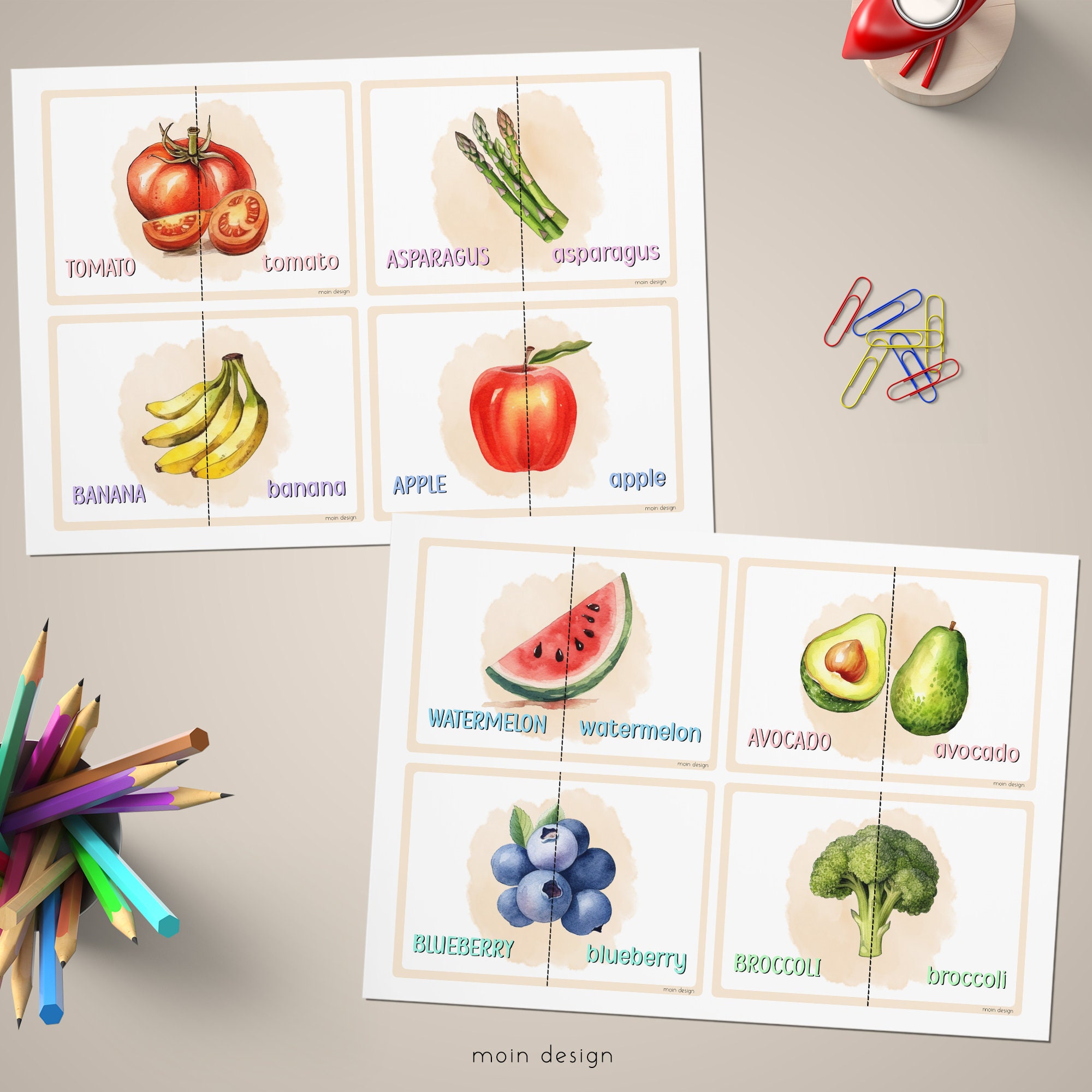 Vegetables & Fruits Matching Game for Toddler, Puzzle for Kids, Toddler ...