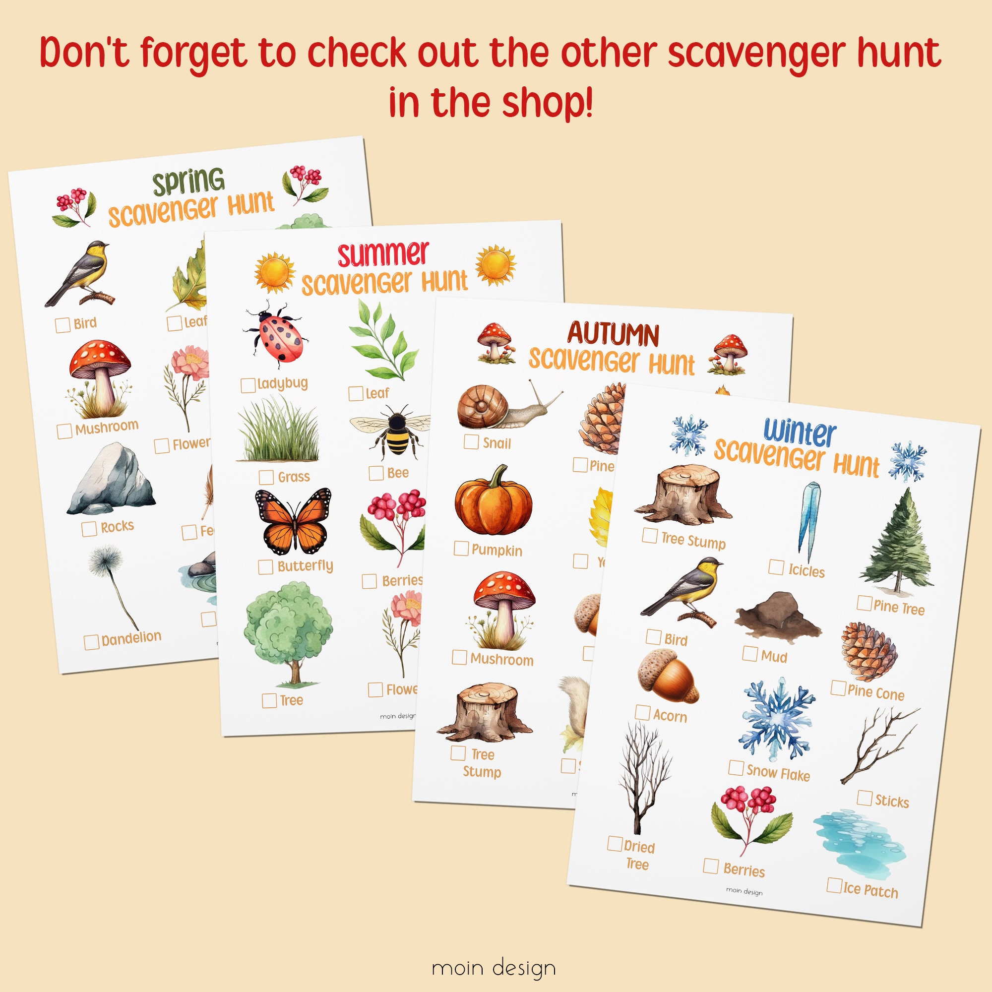 Printable Nature Scavenger Hunt, Outdoor Activity for Kids, Preschool ...