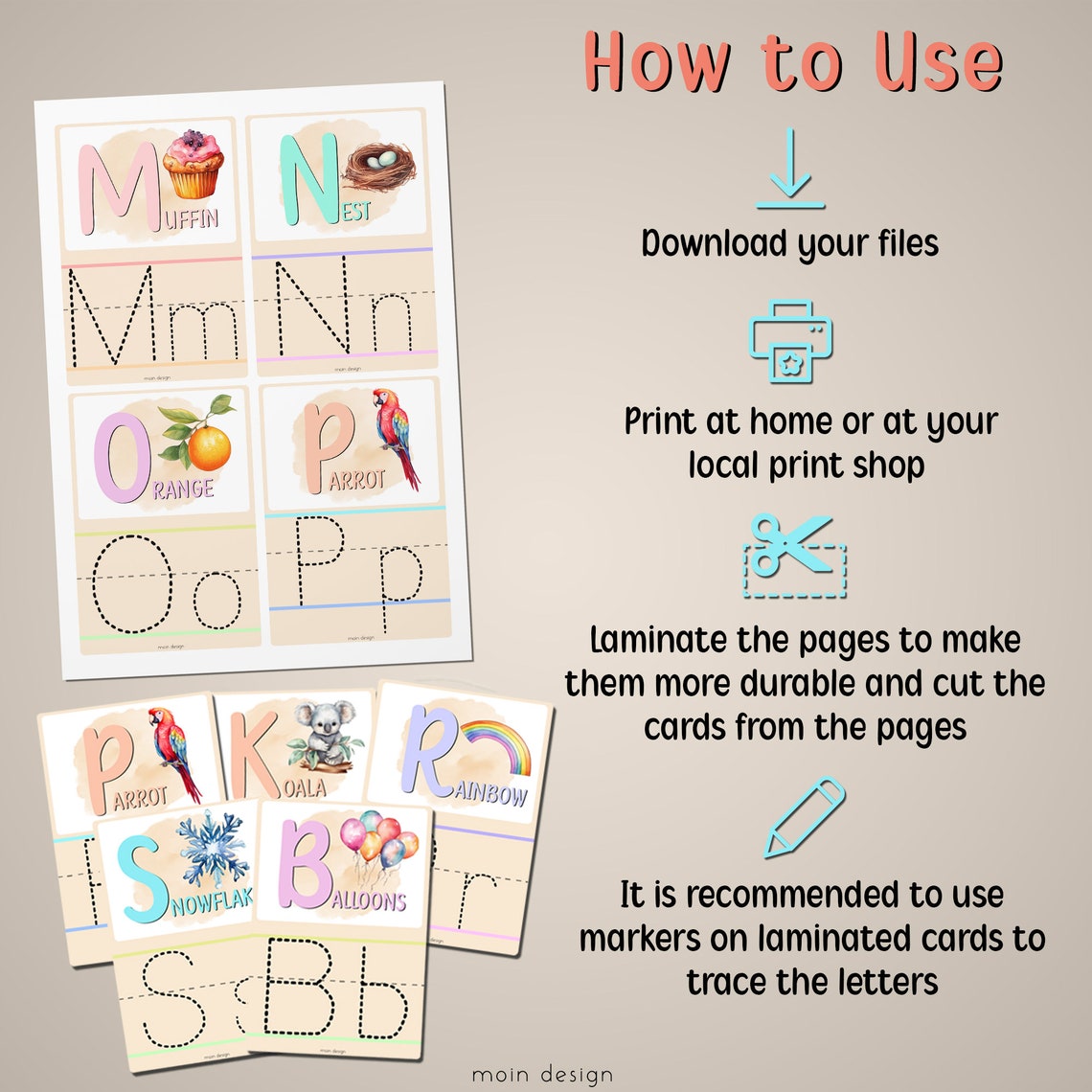 Printable Alphabet Tracing Cards, Preschool Practice Card, ABC Learning ...