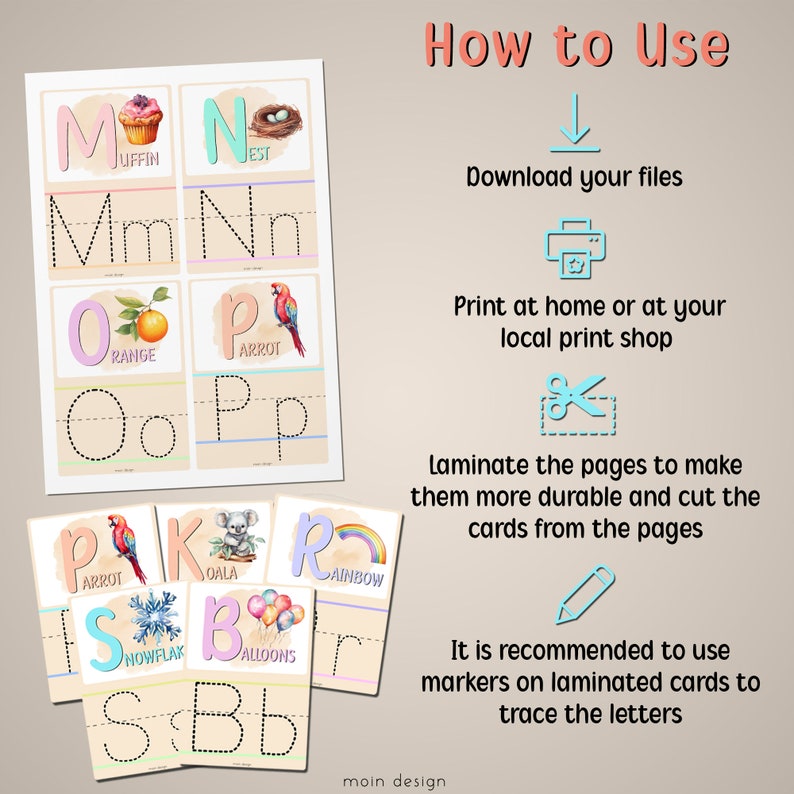 Printable Alphabet Tracing Cards, Preschool Practice Card, ABC Learning ...
