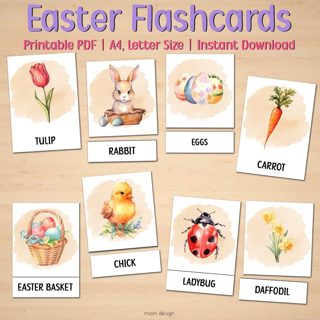 Easter Flash Cards: Montessori Preschool Activity (digital Download) - Etsy