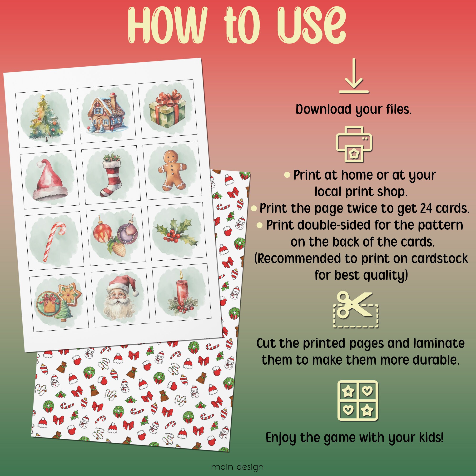 Printable Christmas Memory Game: Kids Matching Activity (PDF) - Etsy