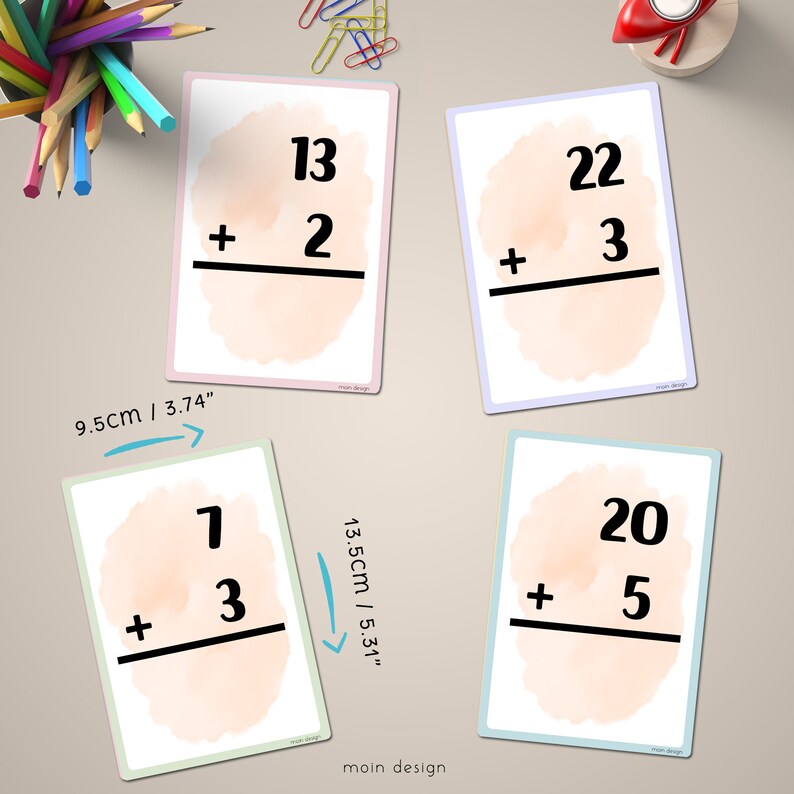 Addition Practice Flash Cards, Printable Math Activities, Montessori ...