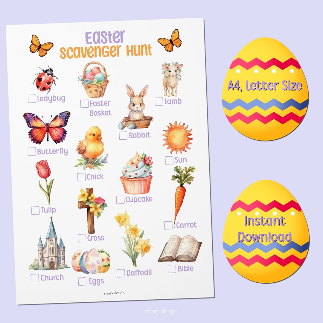 Printable Easter Scavenger Hunt for Kids: Spring Party Game (PDF ...