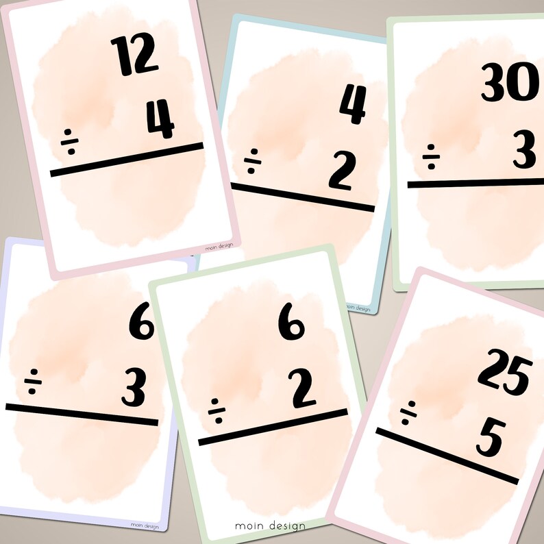 Division Practice Flash Cards: Printable Math Activity (PDF) - Etsy