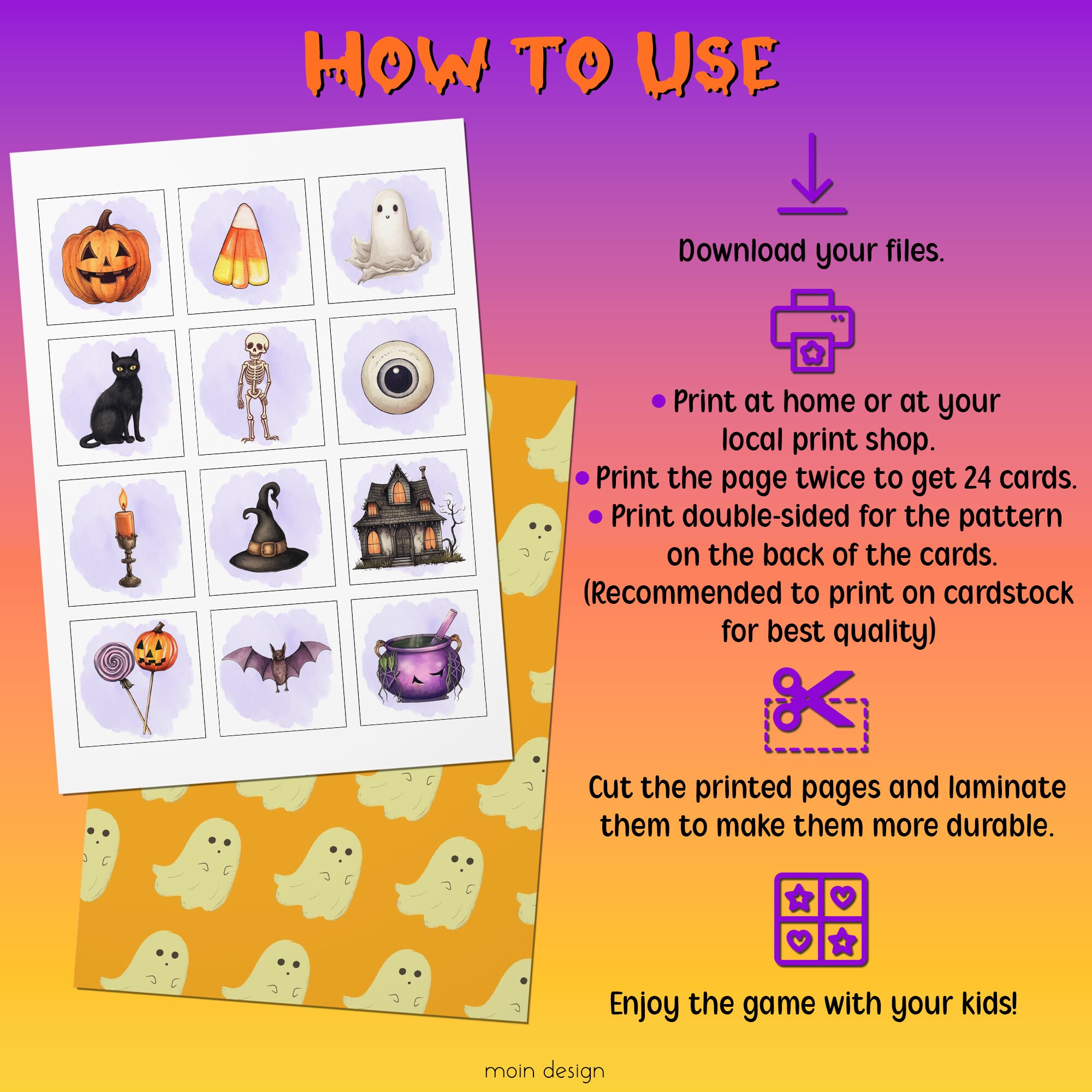 Printable Memory Game, Kids Halloween Activity, Matching Games for ...