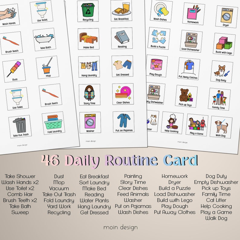Printable Kids Daily Responsibilities Chart, Chores Chart, Routine ...