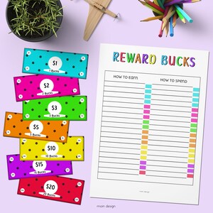 Printable Reward Bucks, Editable Chore Bucks, Reward Money, Reward ...