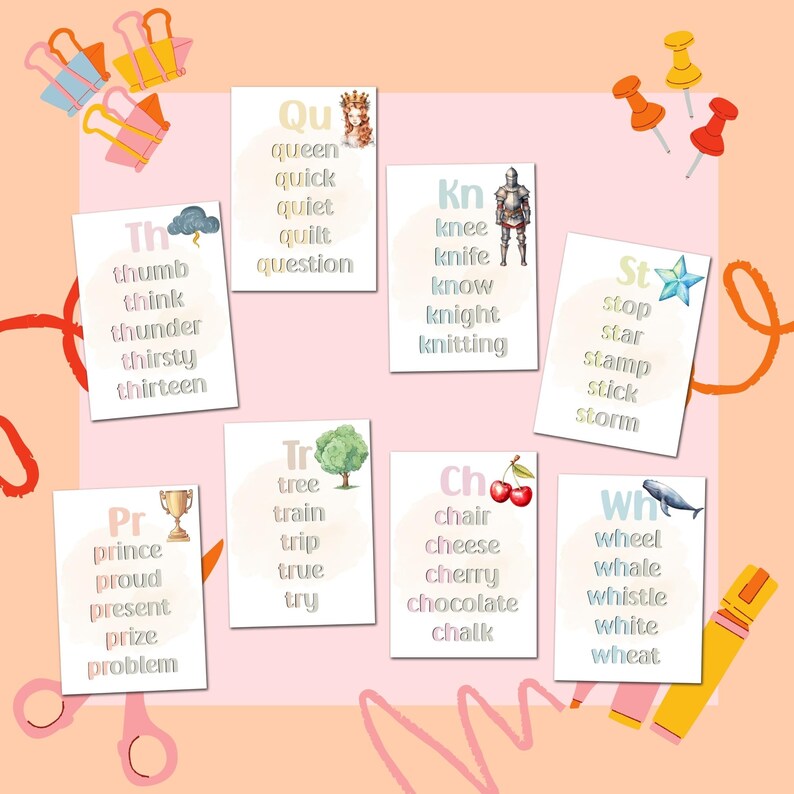 Printable Phonics Flash Cards: Consonant Digraphs & CVC Words (PDF ...