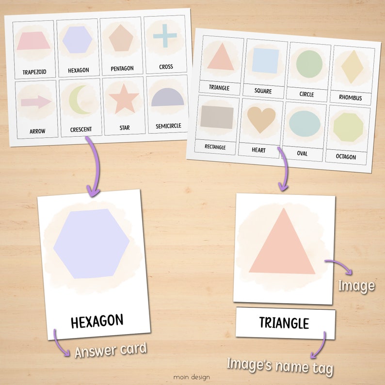 Shapes Flash Cards, Preschool Activity, Printable Montessori Cards ...