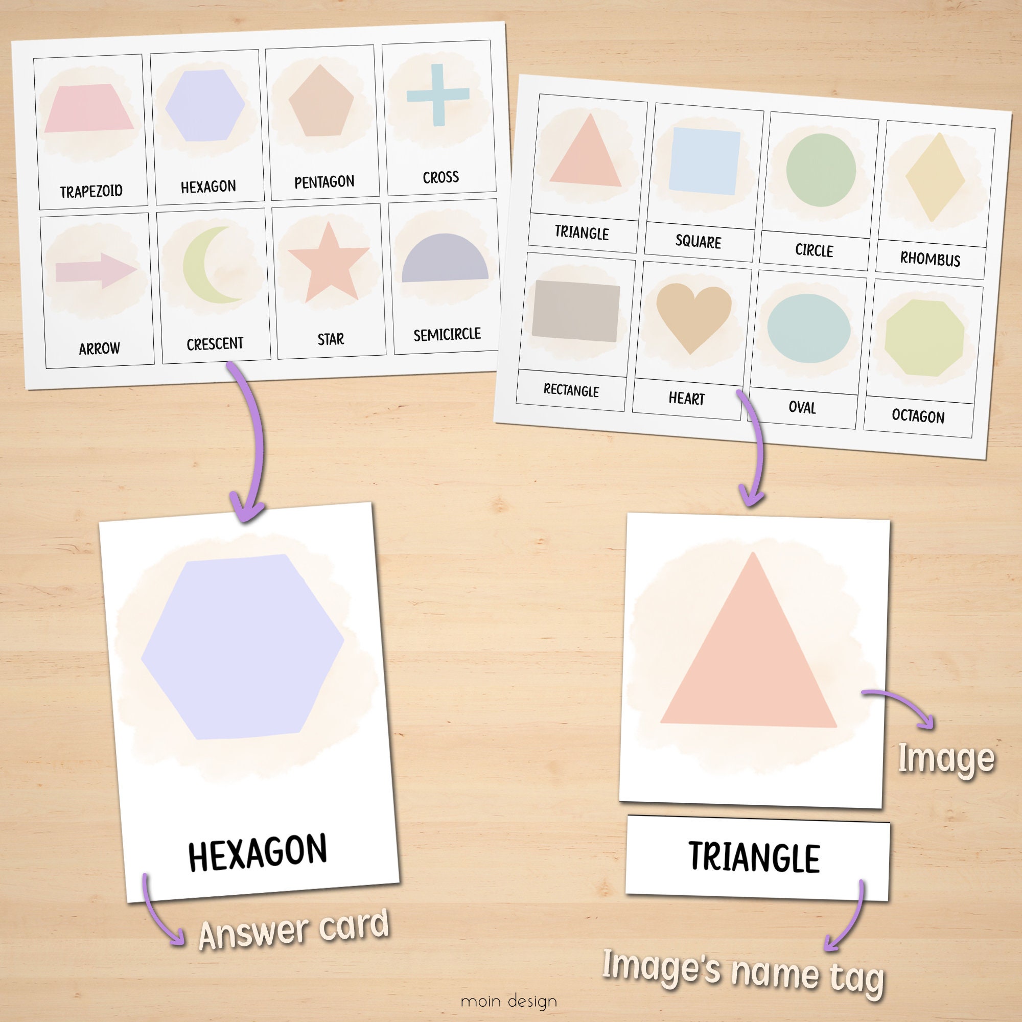 Shapes Flash Cards, Preschool Activity, Printable Montessori Cards ...