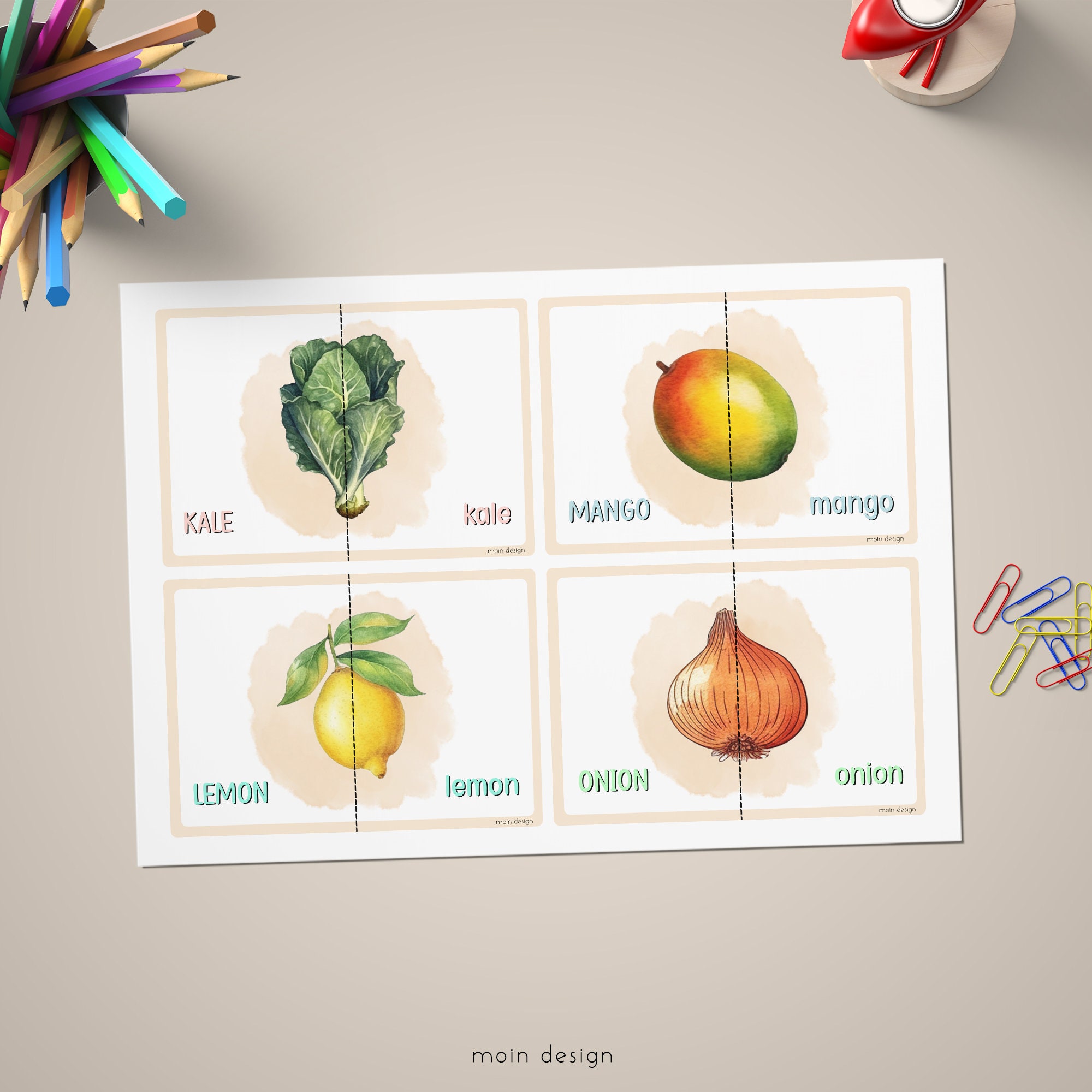 Vegetables & Fruits Matching Game for Toddler, Puzzle for Kids, Toddler ...