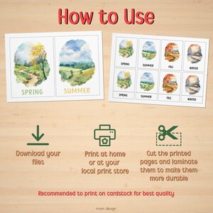 Seasons Flash Cards: Montessori Preschool Activity (printable PDF) - Etsy