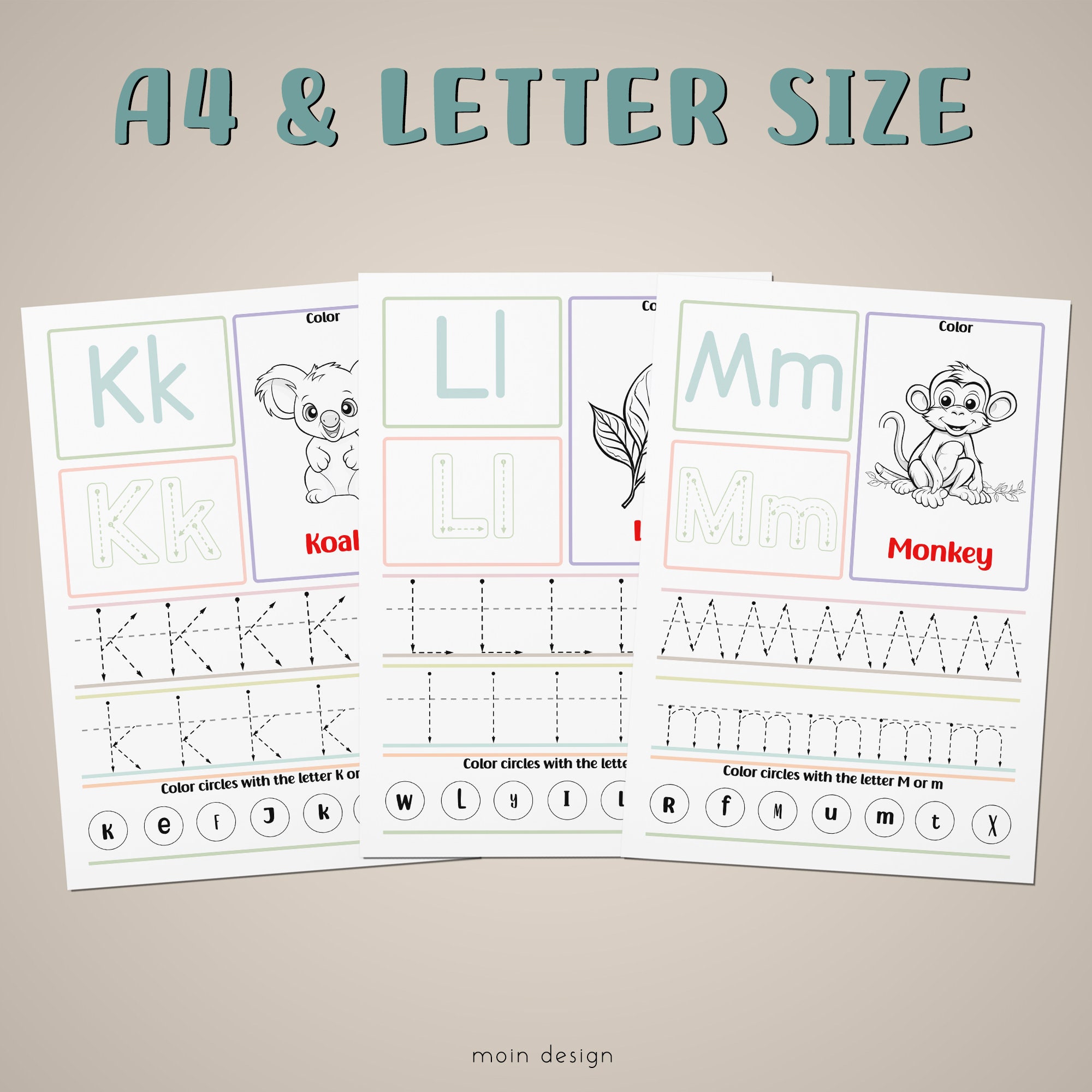 Printable Alphabet Worksheets: ABC Tracing, Coloring Pages (digital ...