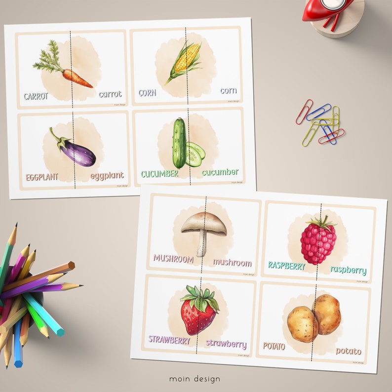 Vegetables & Fruits Matching Game for Toddler, Puzzle for Kids, Toddler ...
