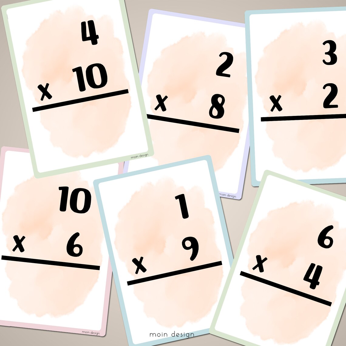 Multiplication Practice Flash Cards, Printable Math Activity ...