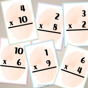 Multiplication Practice Flash Cards, Printable Math Activity ...