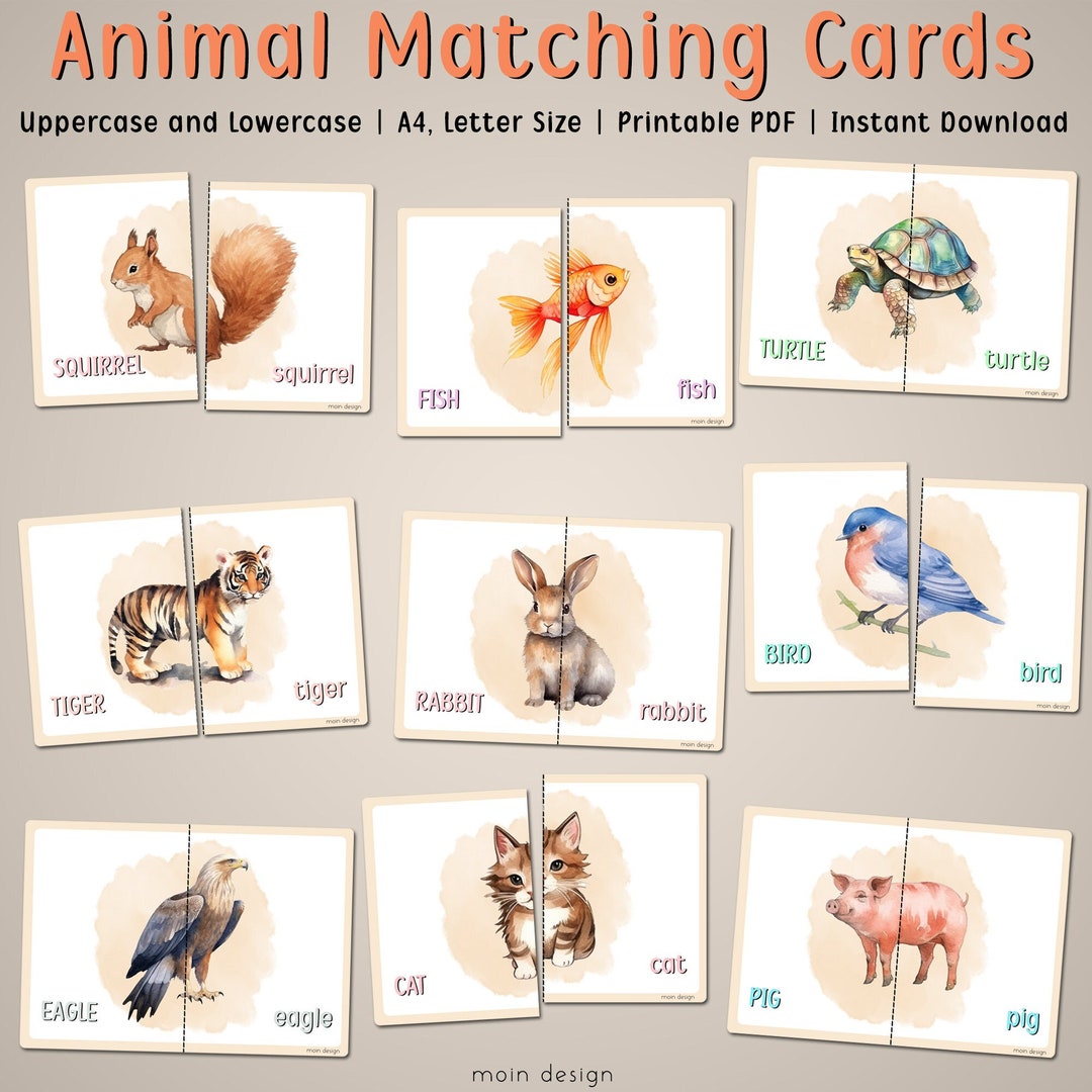 Animals Matching Game for Toddlers, Puzzle for Kids, Toddler Activity ...