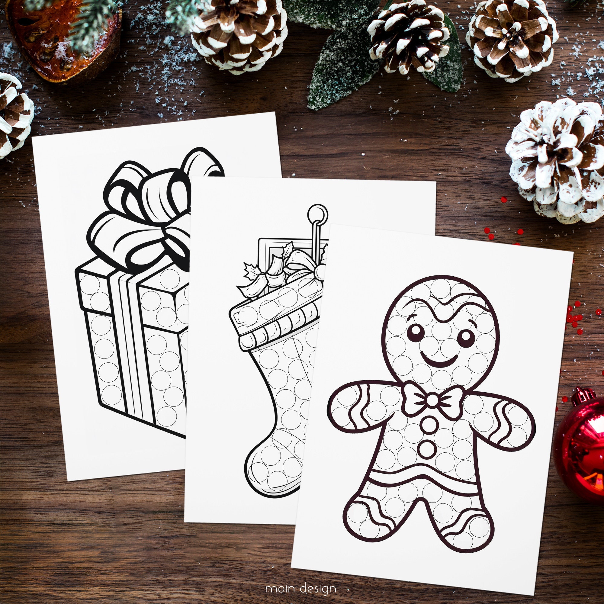 Christmas Dot Marker Coloring Pages, Dot a Dot Painting, Christmas Dot ...