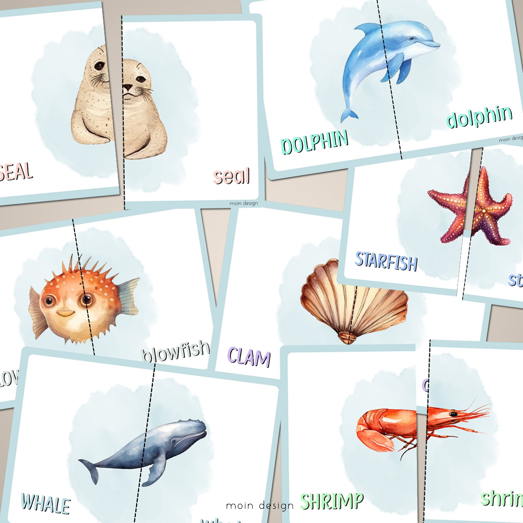 Sea Animals Matching Game for Toddlers Puzzle for Kids - Etsy