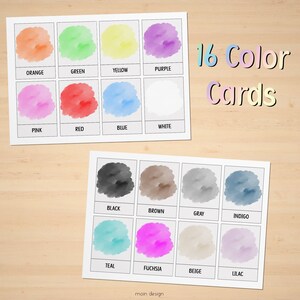 16 Color Flash Cards, Preschool Cards, Montessori Printable Activity ...