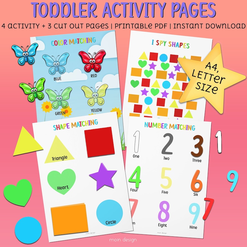 Printable Toddler Activity Pages, Matching Activity, Learning ...