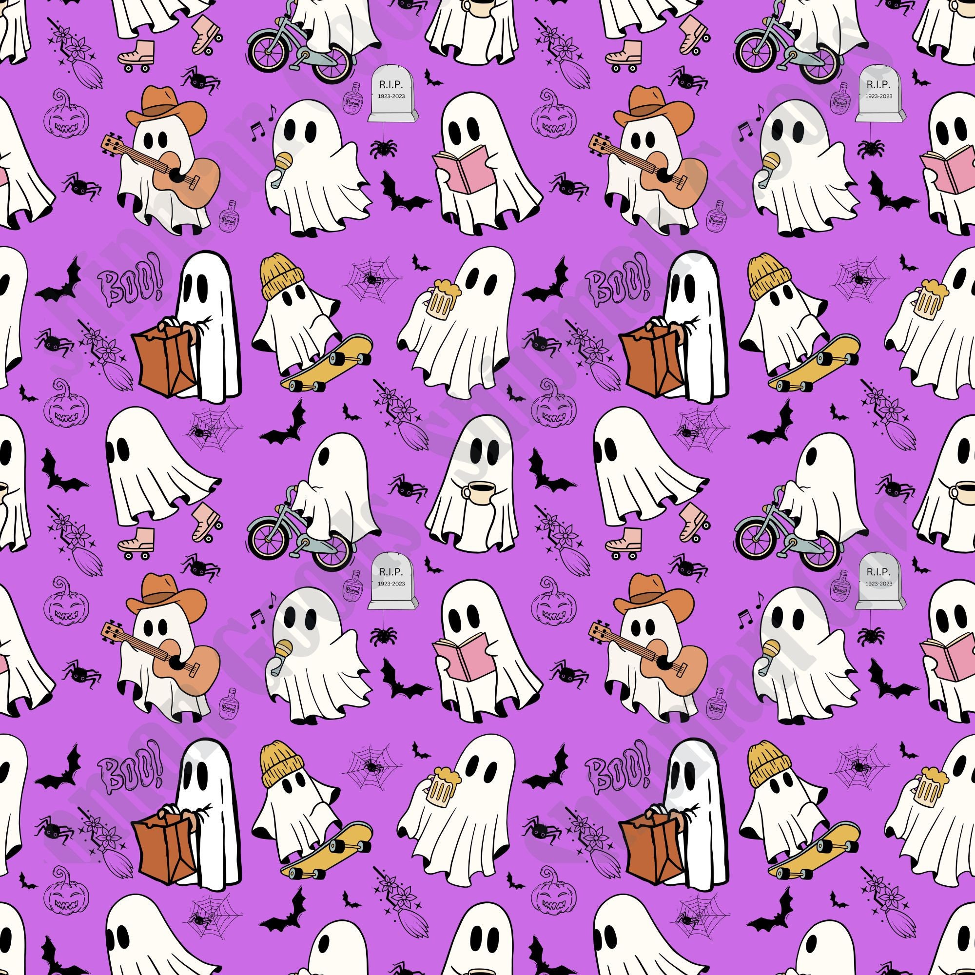 Cute Ghosts Seamless Pattern Halloween Seamless Repeat - Etsy
