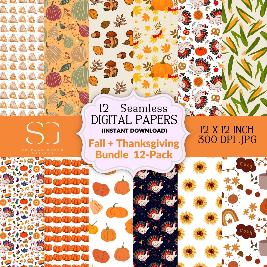 Cute Autumn Thanksgiving Seamless Pattern, Fall Thanksgiving Seamless ...
