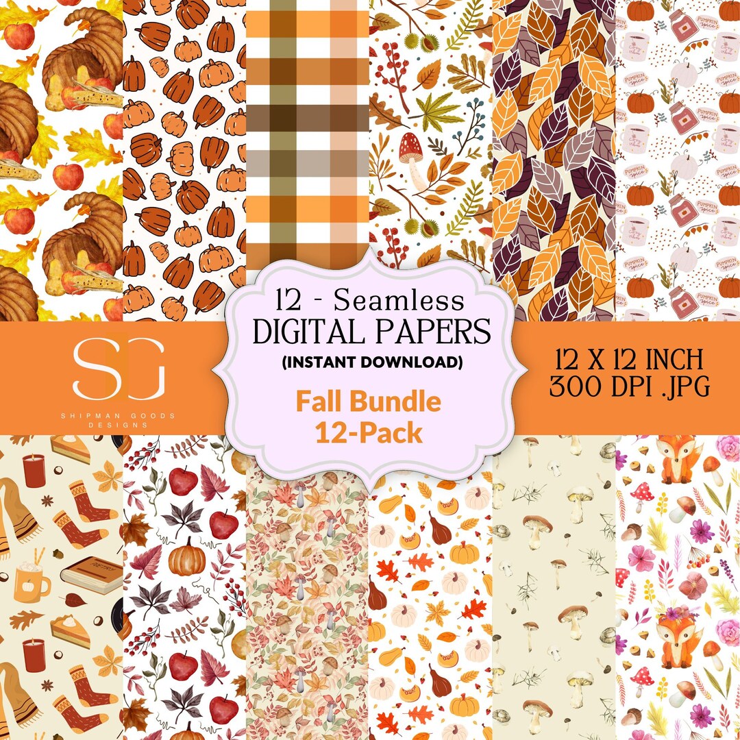 Cute Autumn Fall Seamless Pattern, Thanksgiving Seamless Repeatable ...