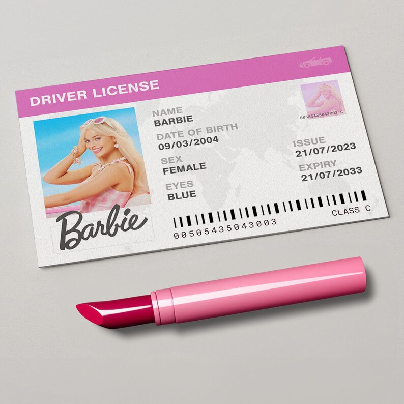 Barbie Movie Driving License Prop Fun Fake ID Card for Costume & Fancy ...