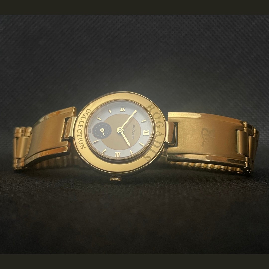 Vintage Rogadis 24K Carat Gold Plated, 18K Carat Gold Crown, Sapphire ...