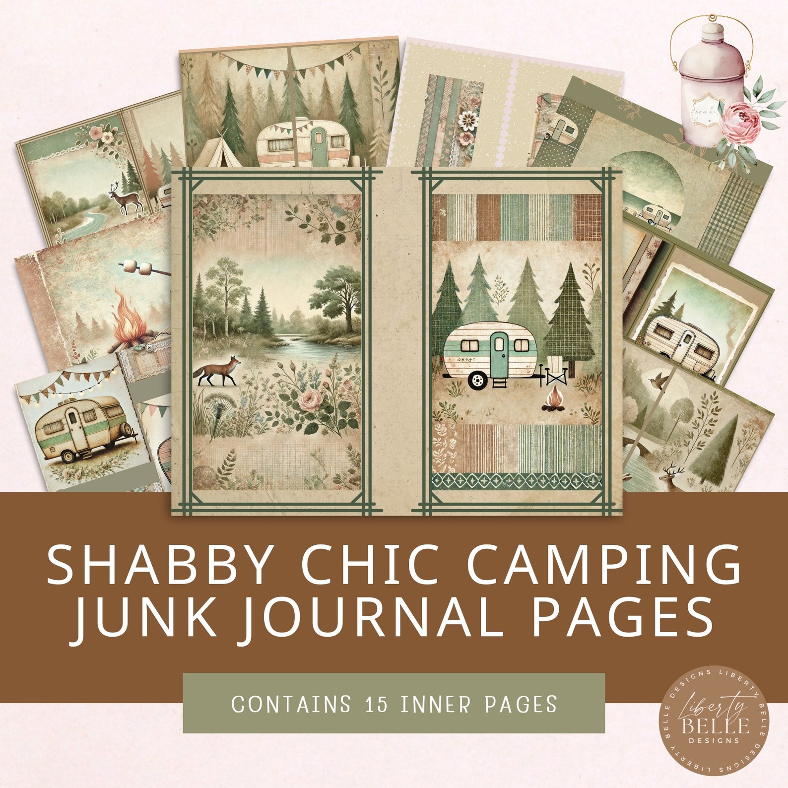 Printable Camping Junk Journal Bundle | Shabby Chic Camper | Retro ...