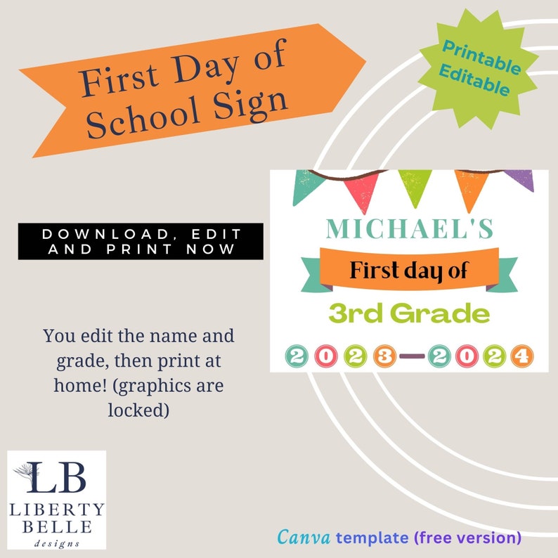 Printable First Day of School Sign Editable, Back to School Board, Neon ...