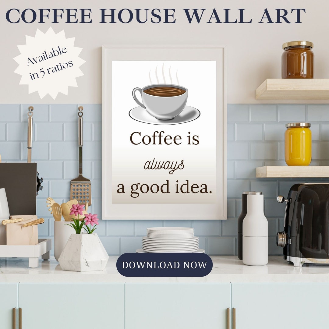 Printable Retro Poster Coffee Bar Decor Coffee Art Print Modern Kitchen ...