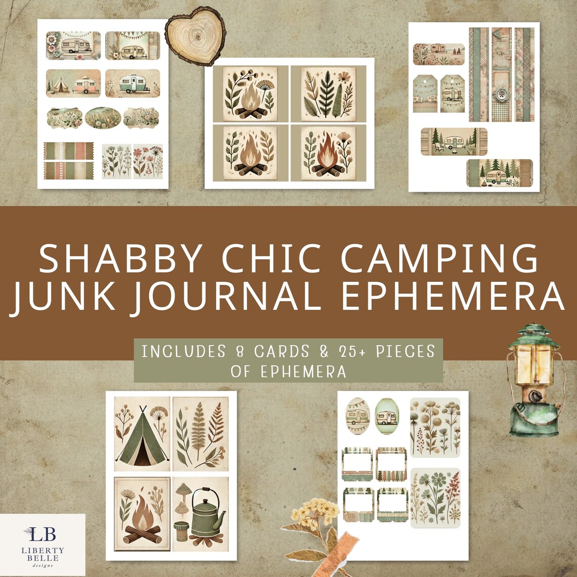 Printable Camping Junk Journal Bundle | Shabby Chic Camper | Retro ...