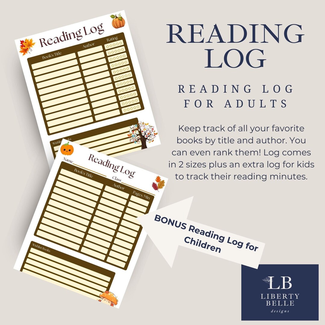 Printable Reading Log for Adults | Autumn Themed Log | Children's ...
