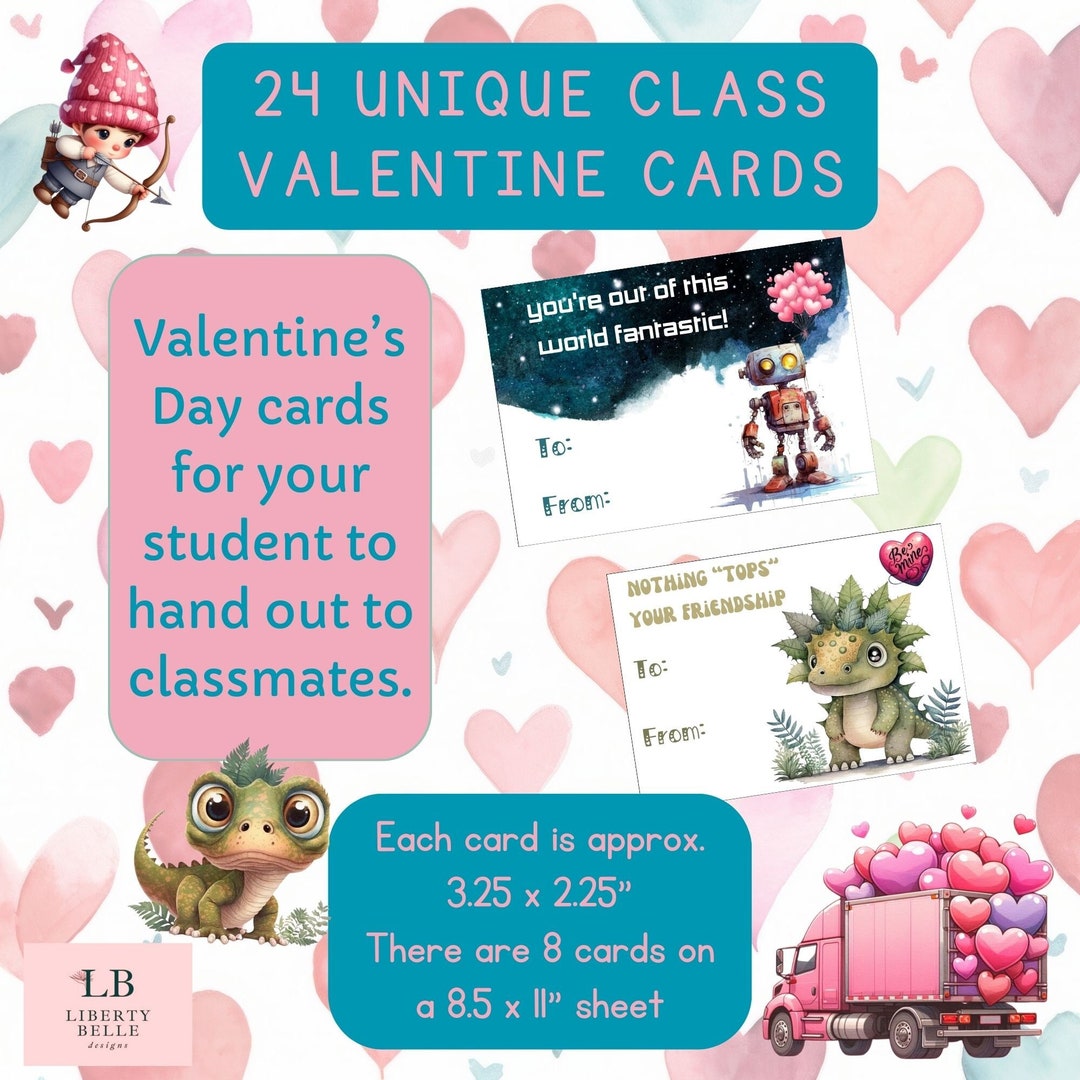 Printable Kids Valentines Day Cards Class Valentines Cards School ...