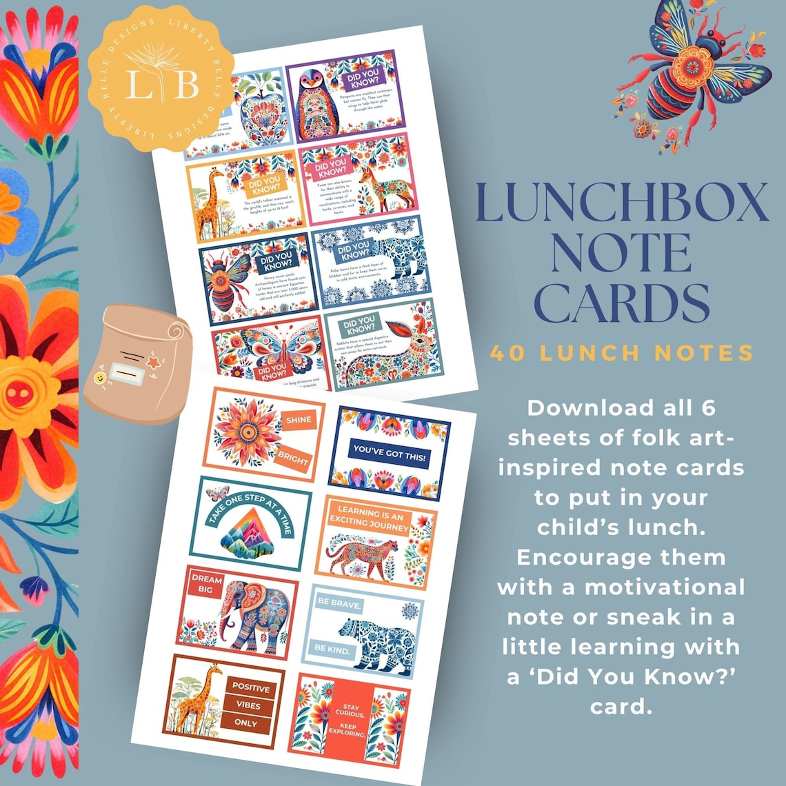 Printable Lunch Box Notes for Kids Kindness Cards Kid Affirmations ...