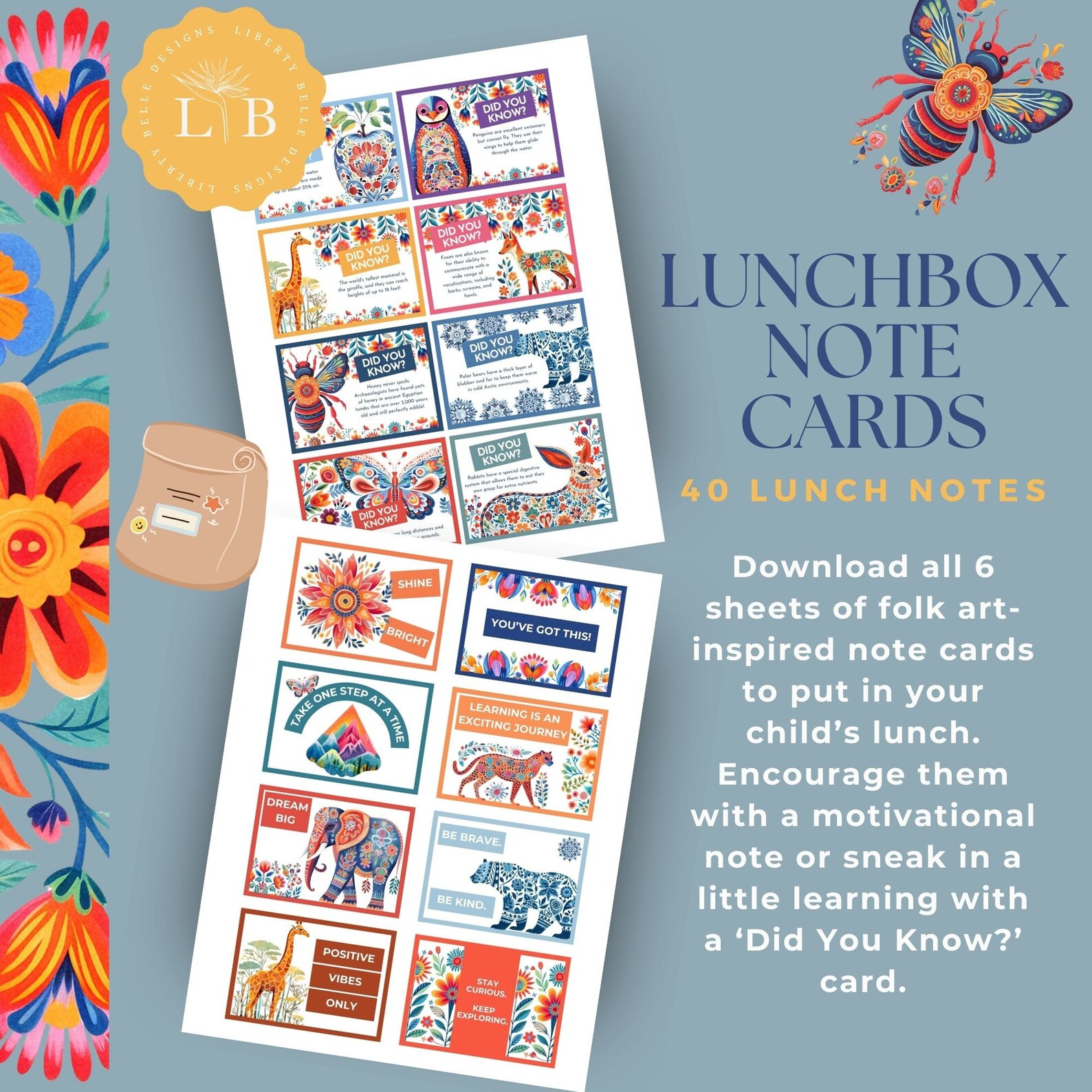 Printable Lunch Box Notes for Kids | Kindness Cards | Kid Affirmations ...