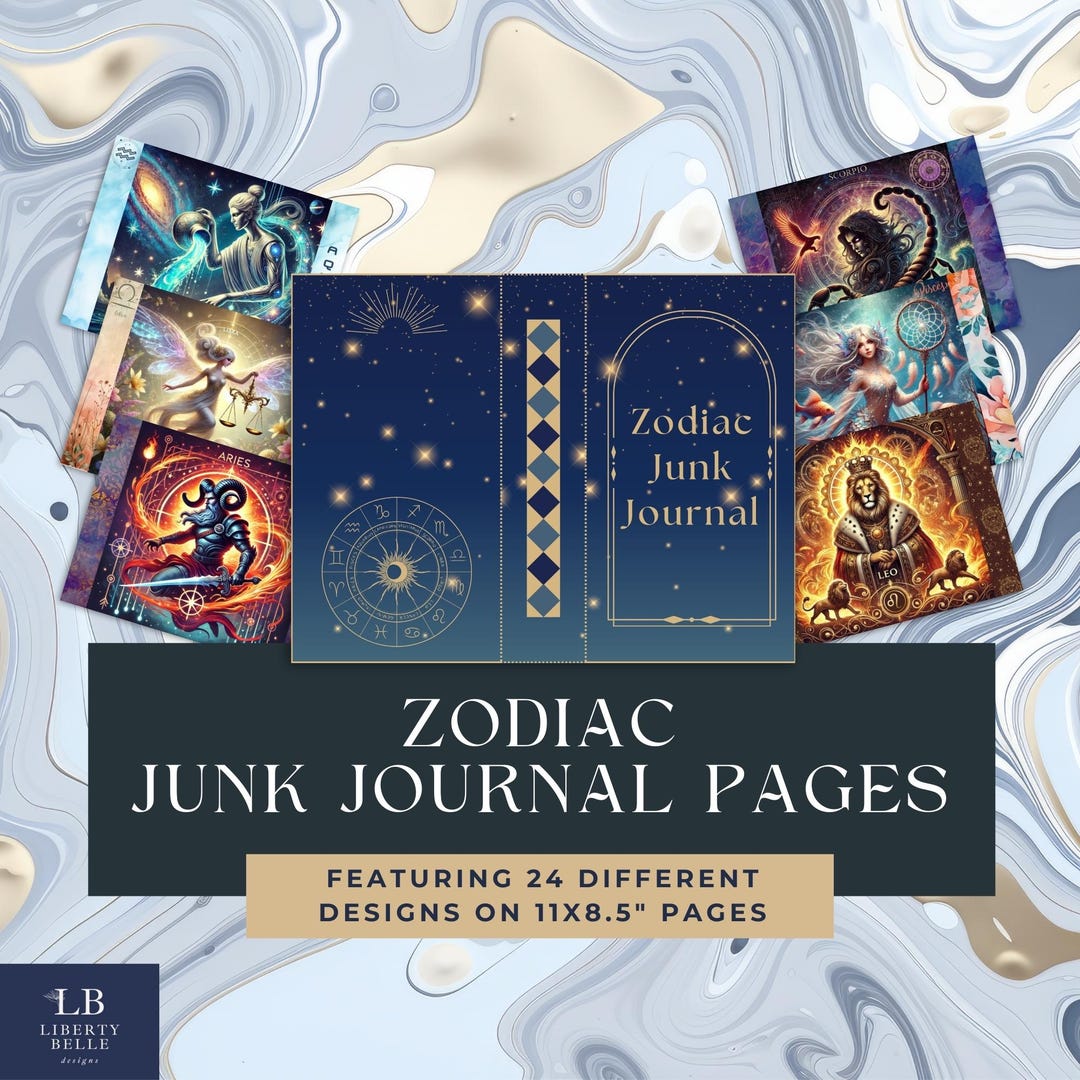 Printable Zodiac Junk Journal Pages | Astrology Scrapbook Papers ...